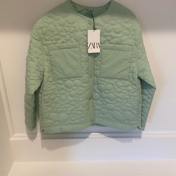 Zara | Jackets & Coats | Nwt Zara Sage Green Floral Patterned Quilt Stitch Jacket | Poshmark